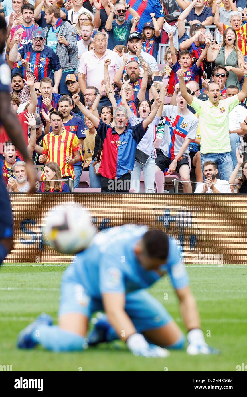 BARCELONA - SEP 17: The fans celebrate a goal during the La Liga match ...