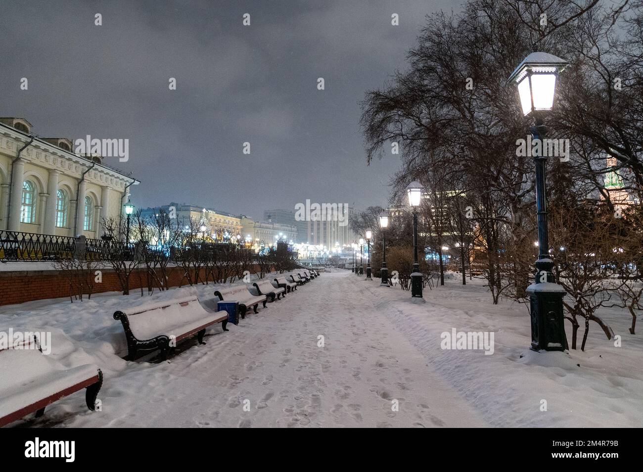 Moscow, Russia - December 17, 2022: Snow-covered streets and houses of ...