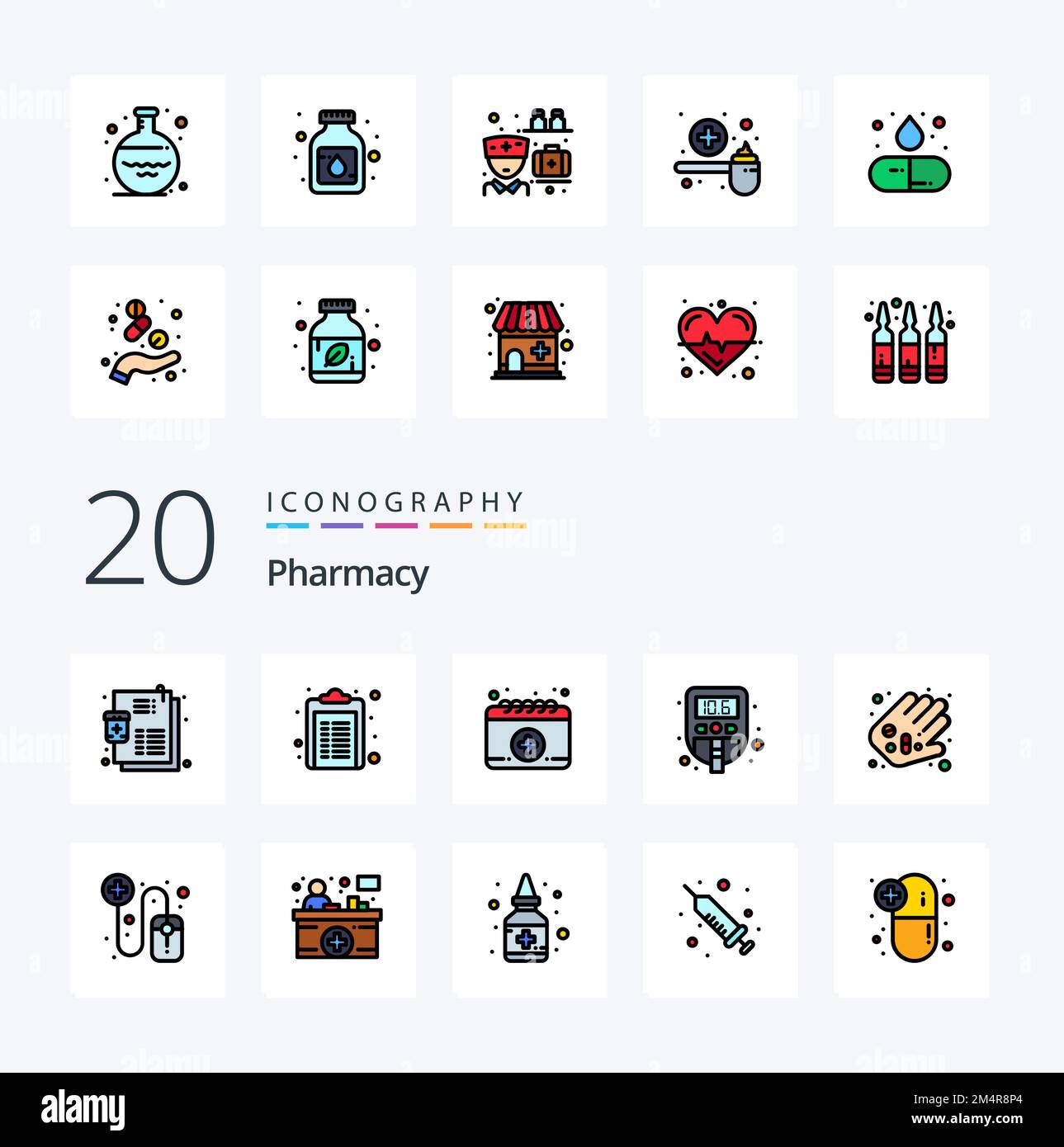 20 Pharmacy Line Filled Color icon Pack like pharmacy hand appointment ...