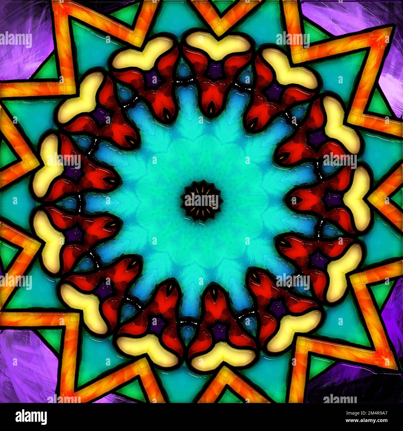 Bright stained glass window rose Stock Photo - Alamy