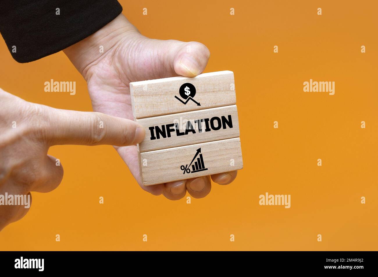 Inflation and Symbols on Wooden Blocks Stock Photo - Alamy