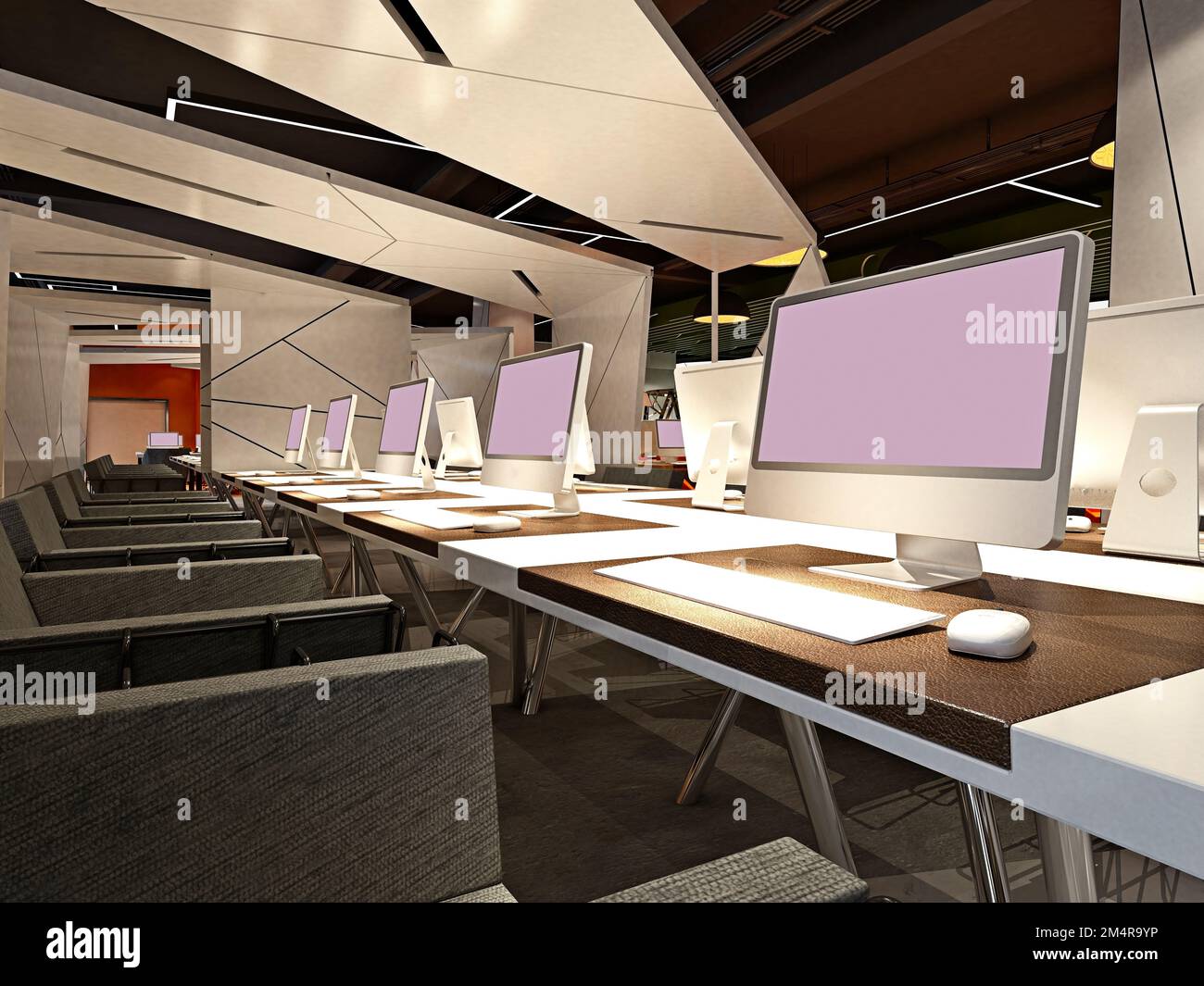 3d render of modern working office Stock Photo - Alamy
