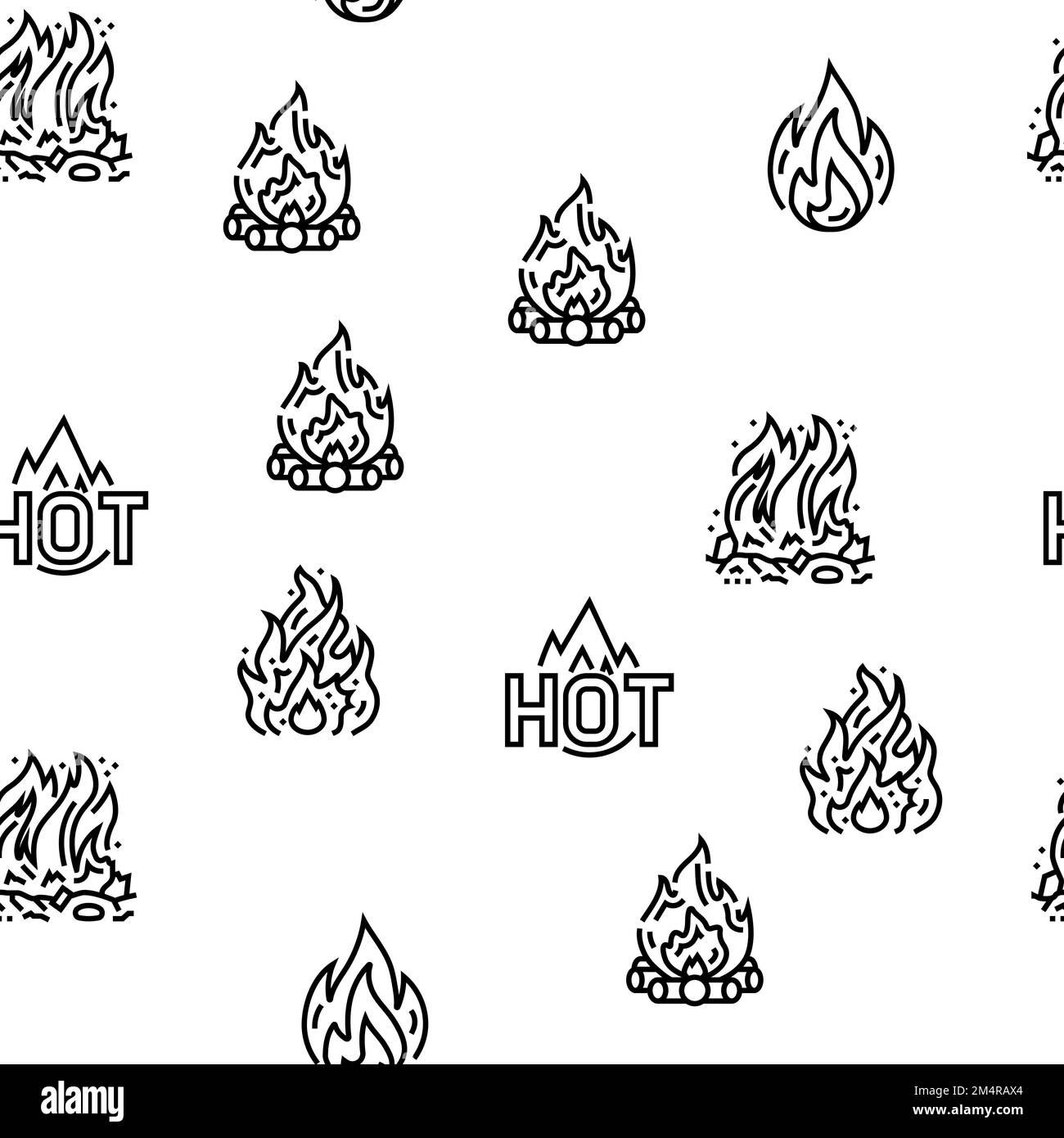 flame hot fire burn bonfire heat vector seamless pattern Stock Vector ...