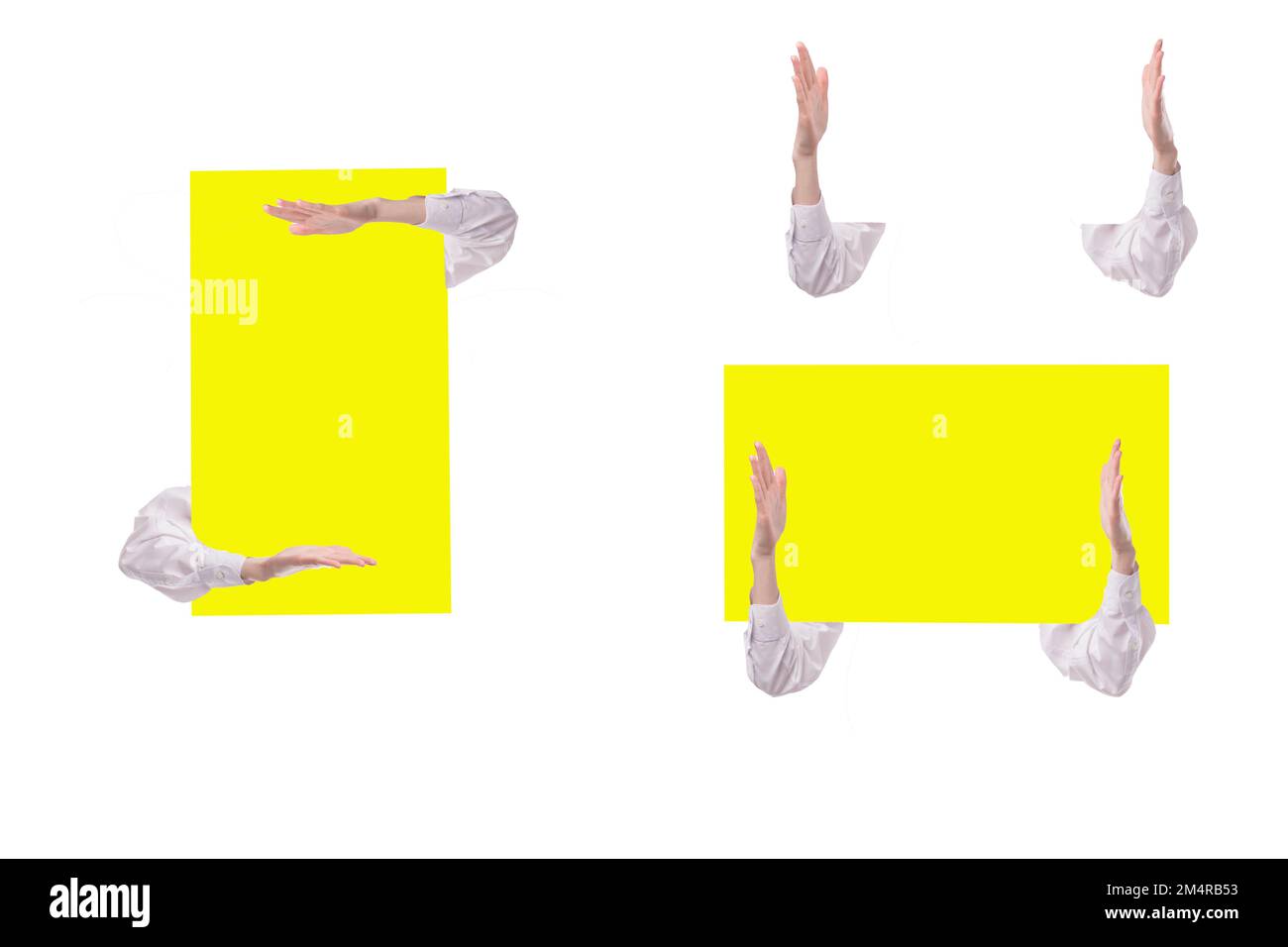 A position of female hands support yellow sign Stock Photo - Alamy