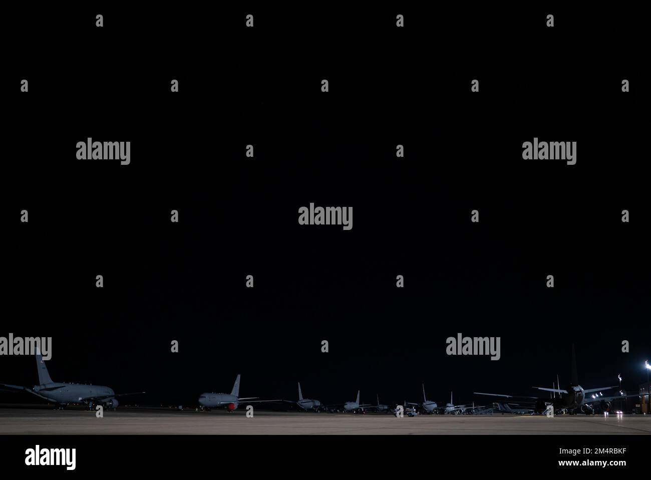 KC-135 Stratotankers rest on the flightline at McConnell Air Force Base ...