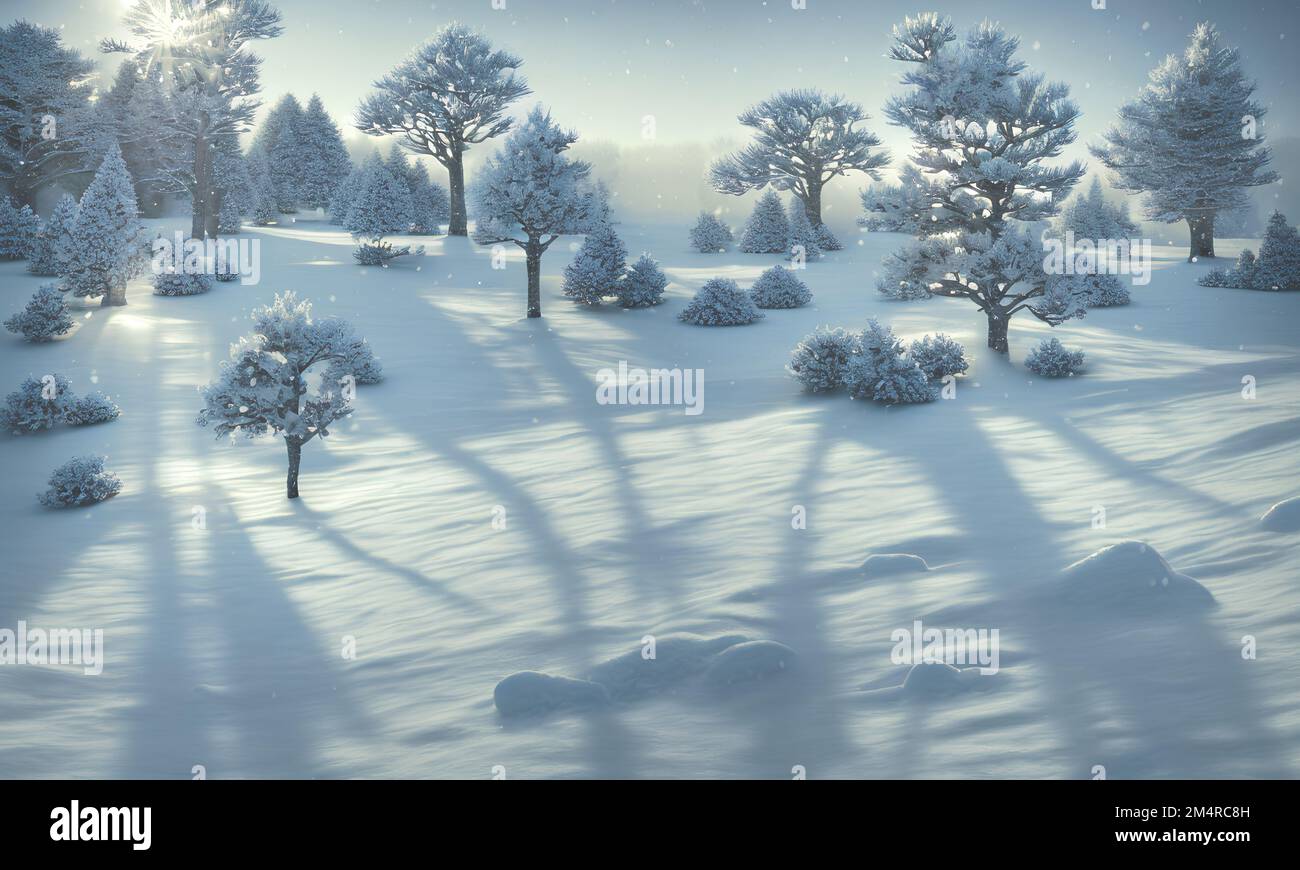 Winter landscape - digital illustration Stock Photo - Alamy