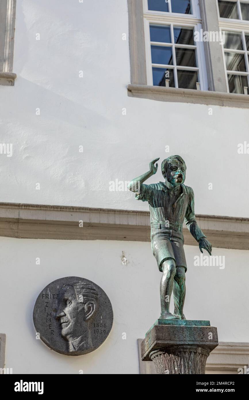Koblenz, Germany - February 14, 2021: the Schängel fountain is one of ...
