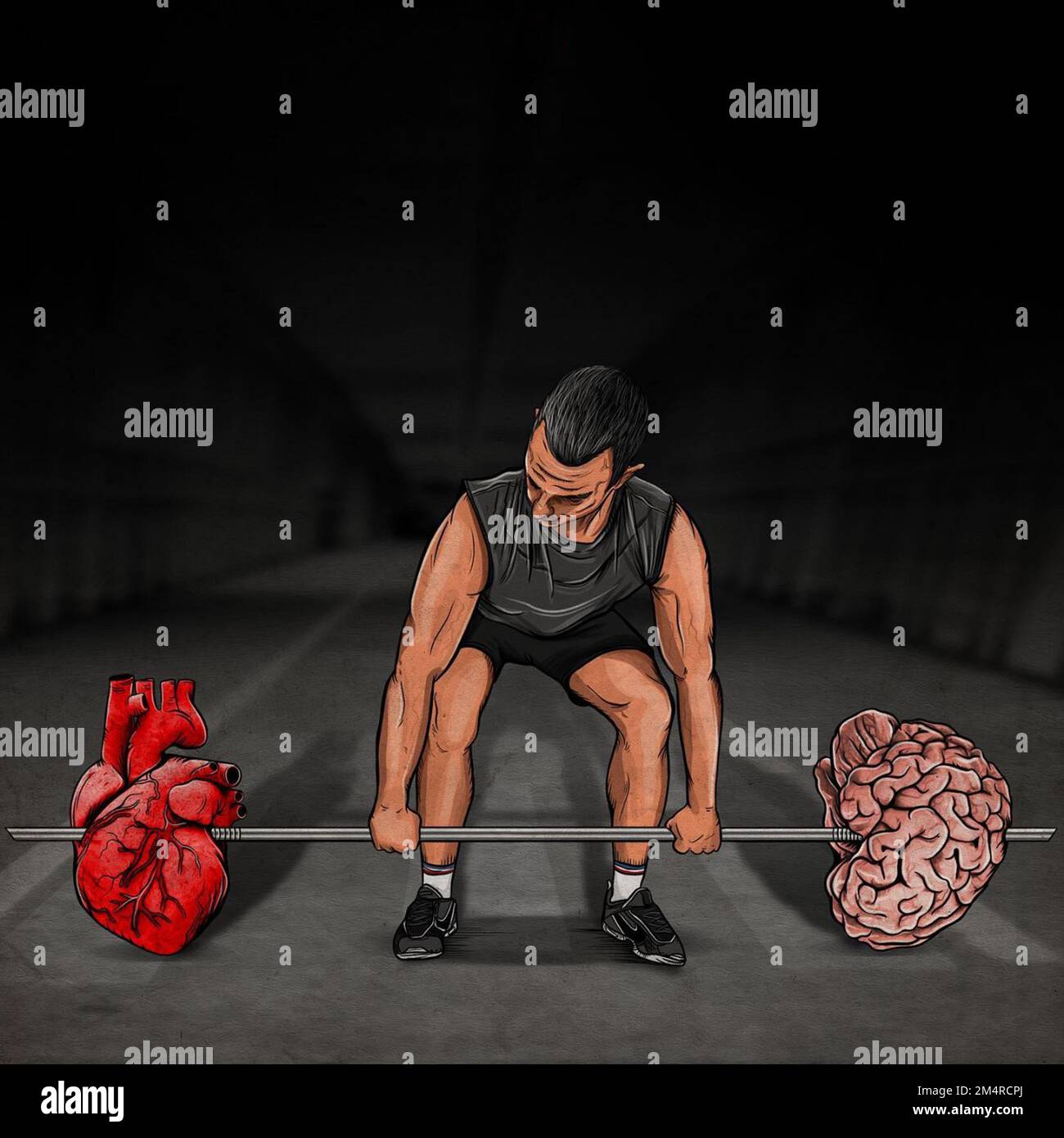 An illustration of a man trying to keep the balance between mind and ...