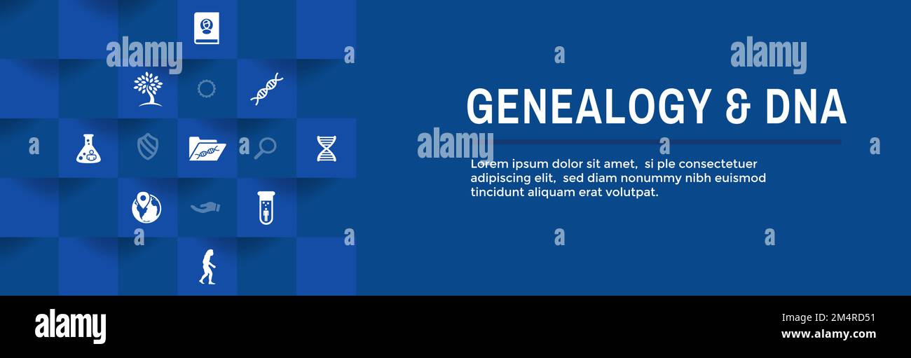 Ancestry or Genealogy Icon Set with Family Tree Album Web Header Banner ...