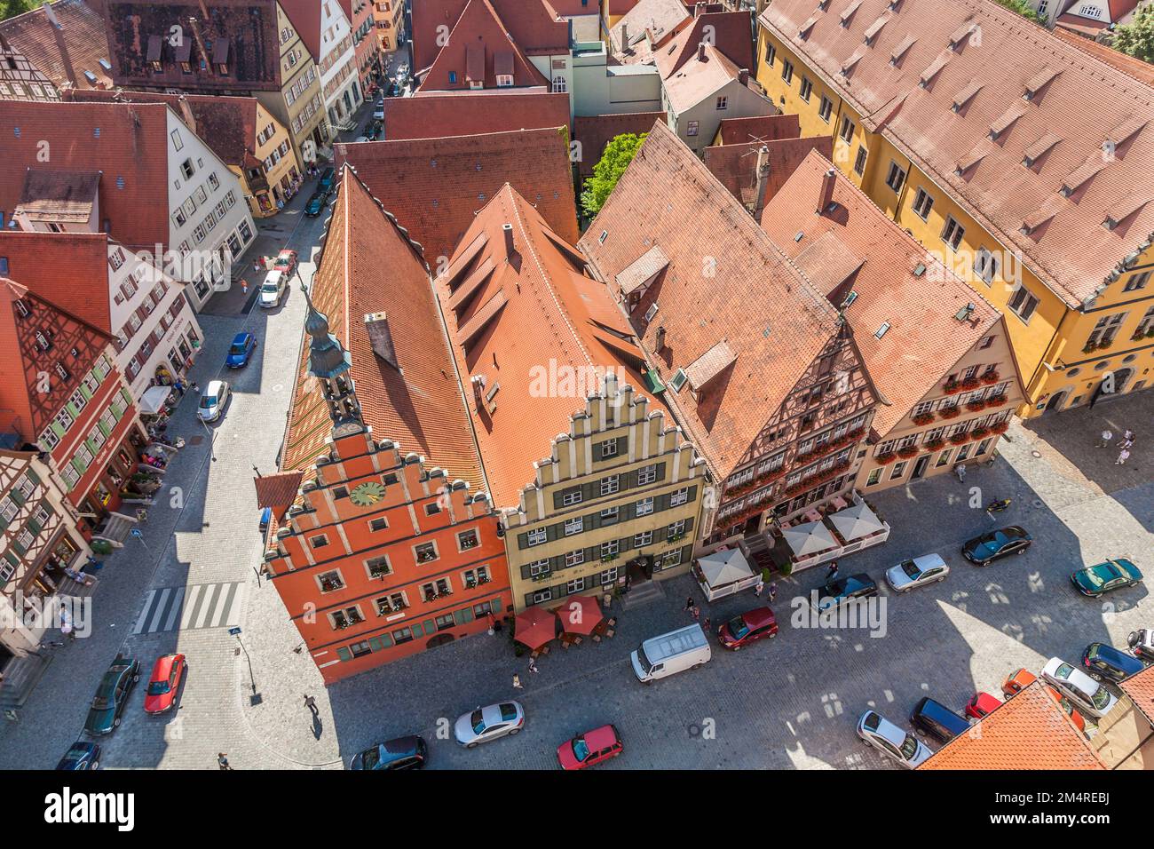 Dinkelsbuehl, Germany - July 29, 2009: aerial of the medieval city ...