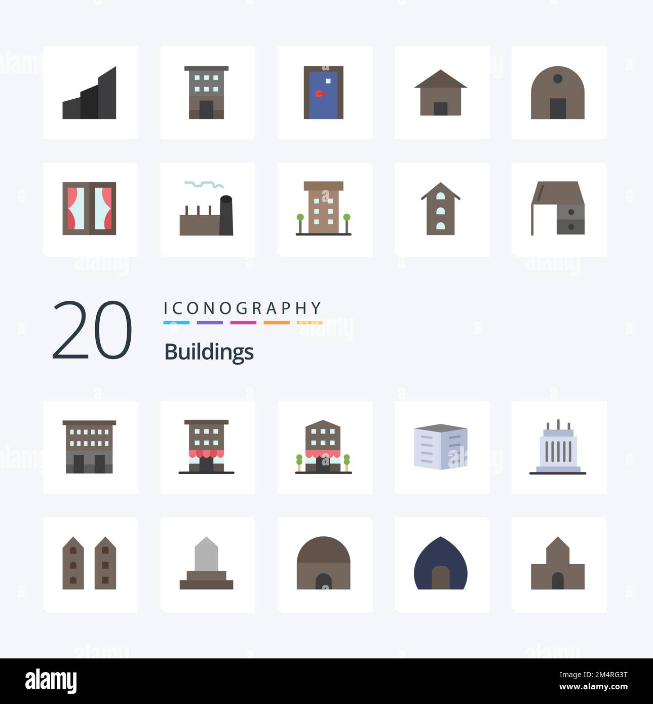 20 Buildings Flat Color icon Pack like buildings apartments housing ...