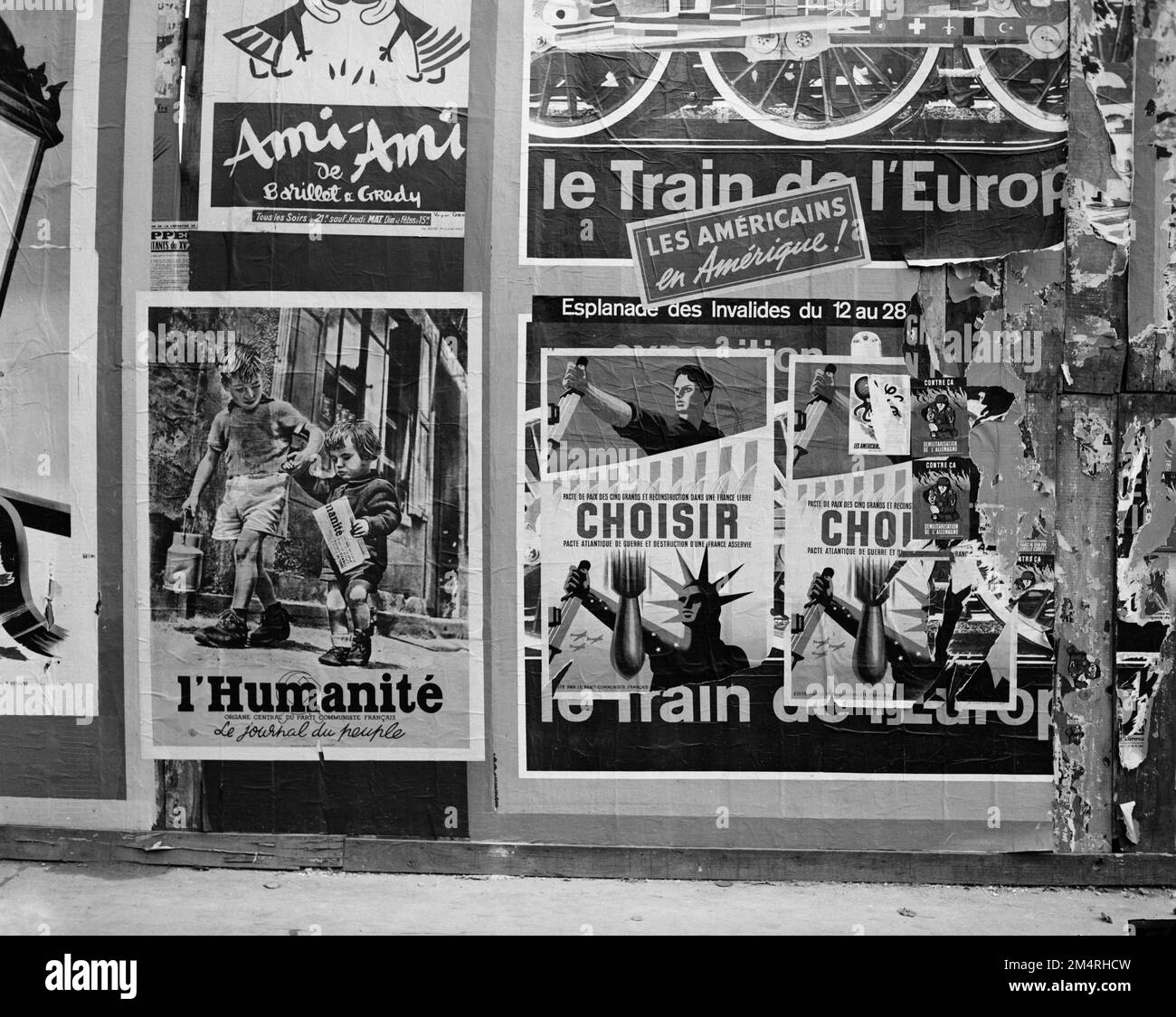 Paris Wages War of Posters (Communist Posters pasted over the M.P ...