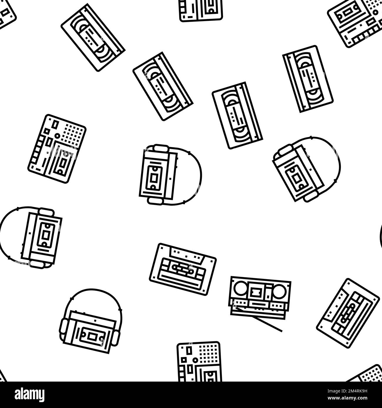 retro gadget technology device vector seamless pattern Stock Vector ...