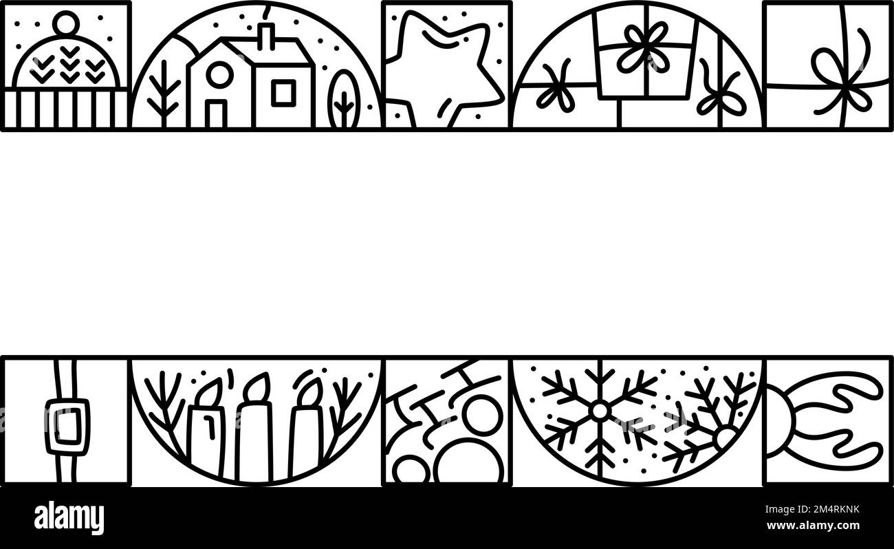 Vector Christmas decoration monoline frame with place for text. Winter ...