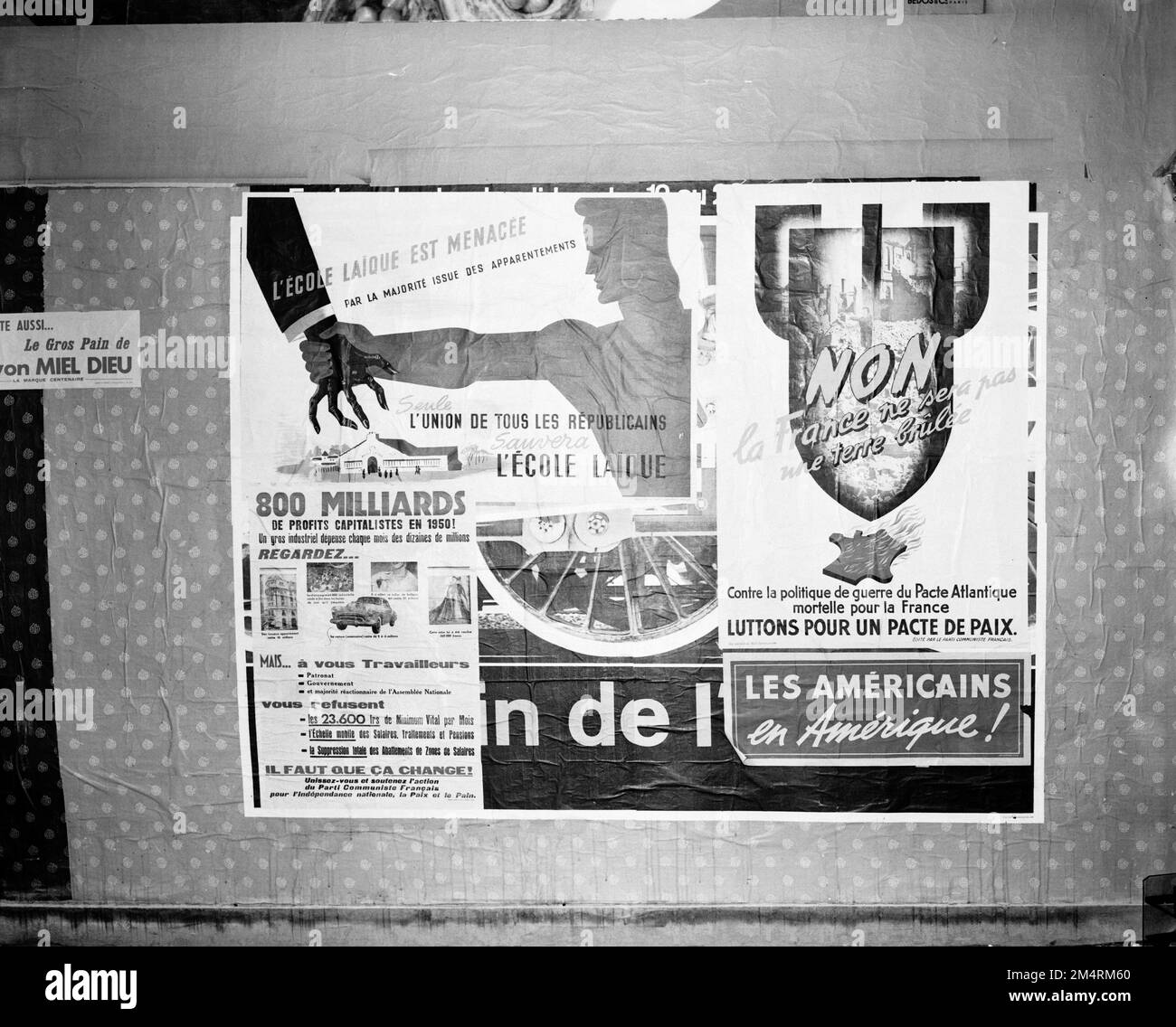 Paris Wages War of Posters (Communist Posters pasted over the M.P ...