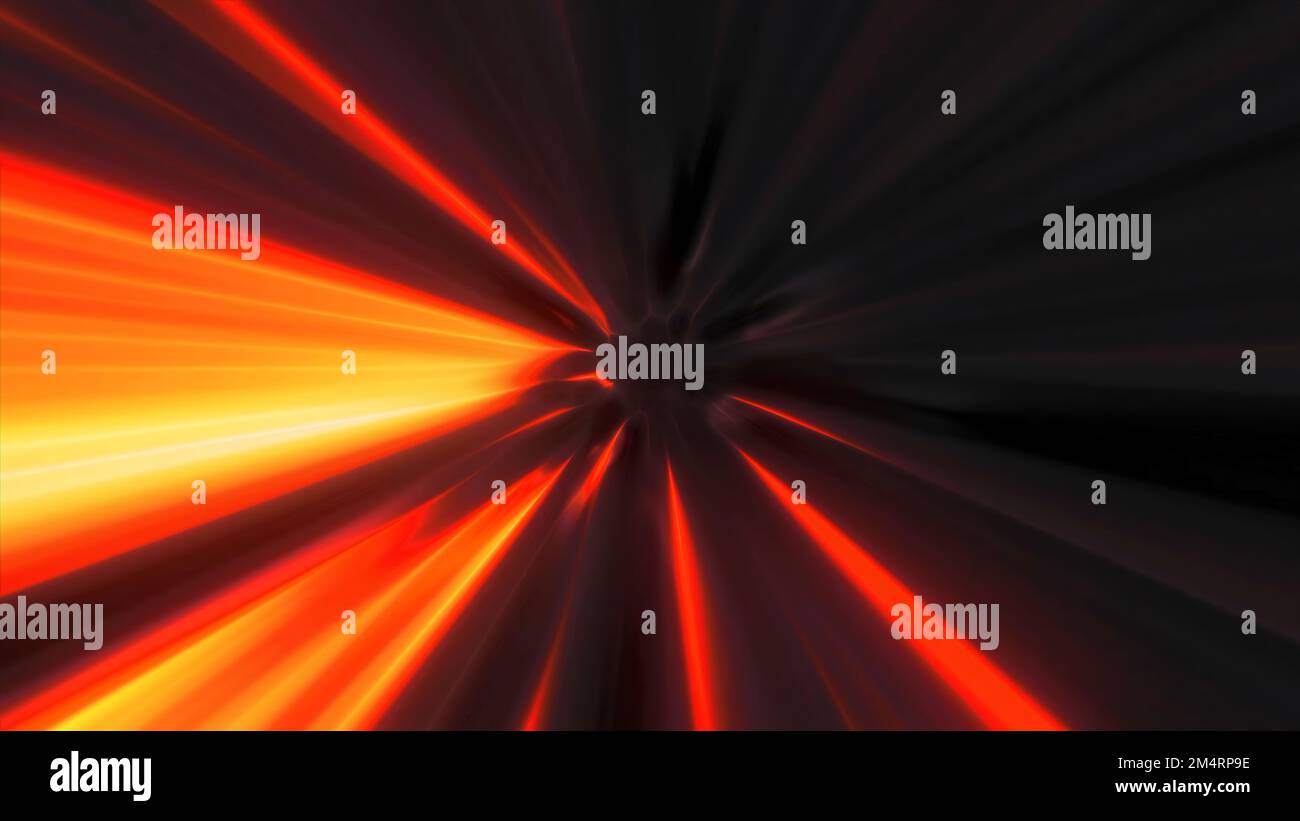Tunnel with fiery rays. Motion. Beautiful fire lines in dizzying tunnel ...
