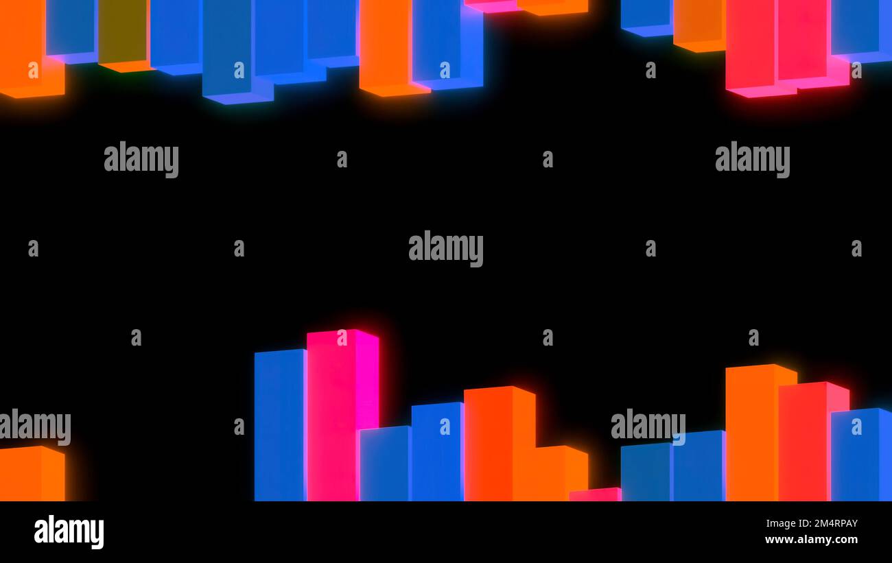 Bright dancing graphics. Design.Multicolored rectangles in animation that diverge in different ...