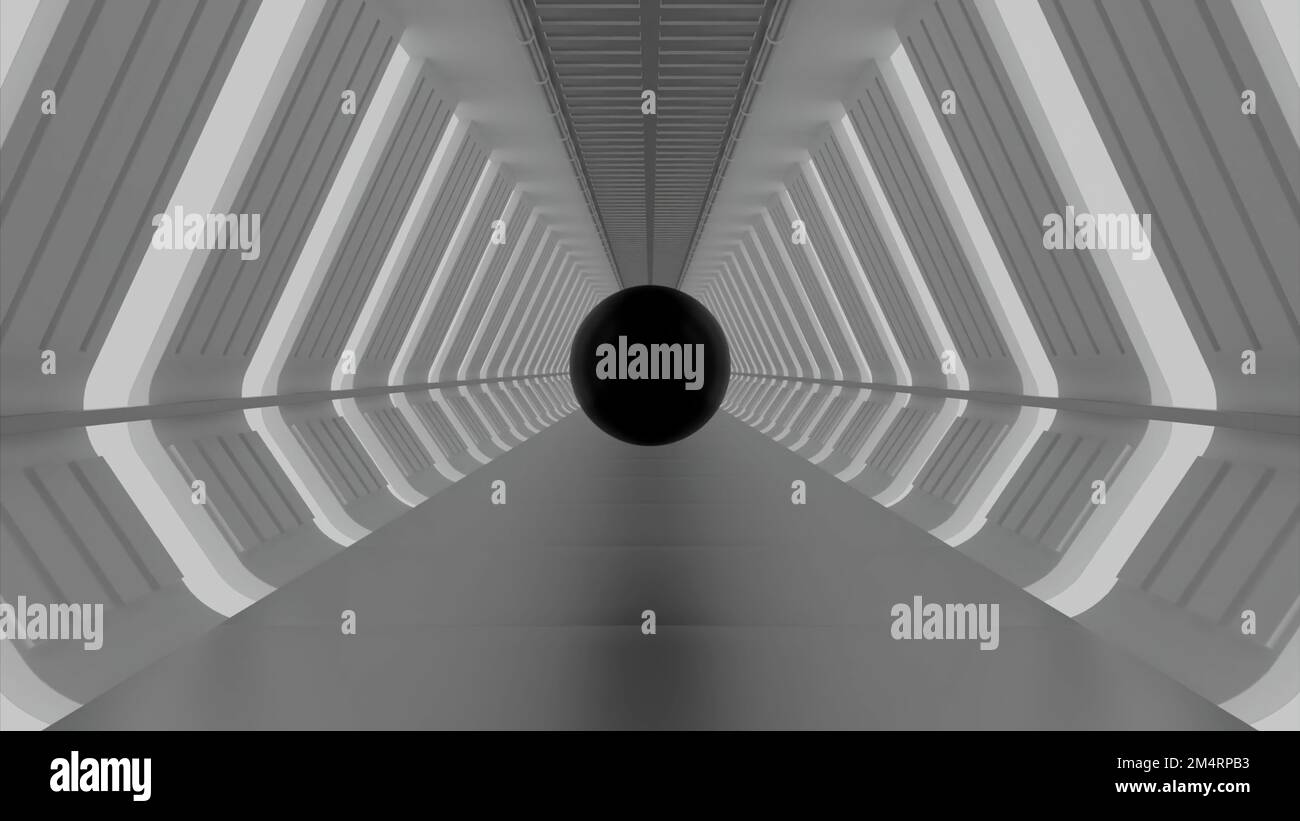 A spacious enclosed space of a light shade. Design.A light gray tunnel ...