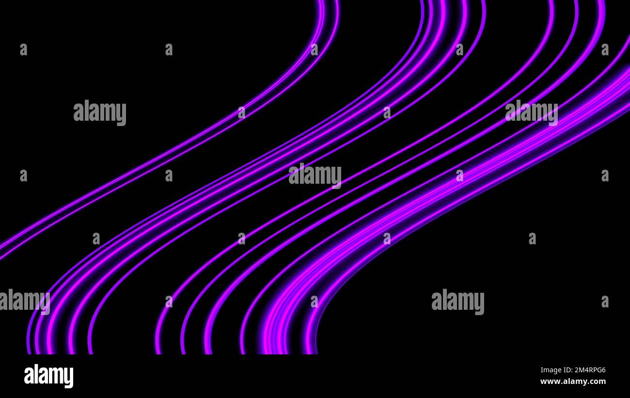 Black background. Design.Brilliant orange and purple lines in animation ...