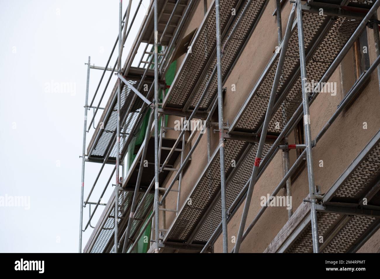 Construction and repair of the house.Scaffolding close-up. Preparatory ...