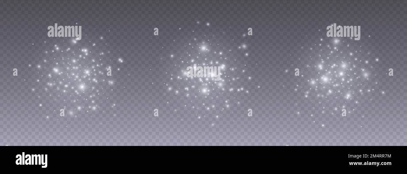 White sparkles, shiny particles light effect, bright glowing stars ...