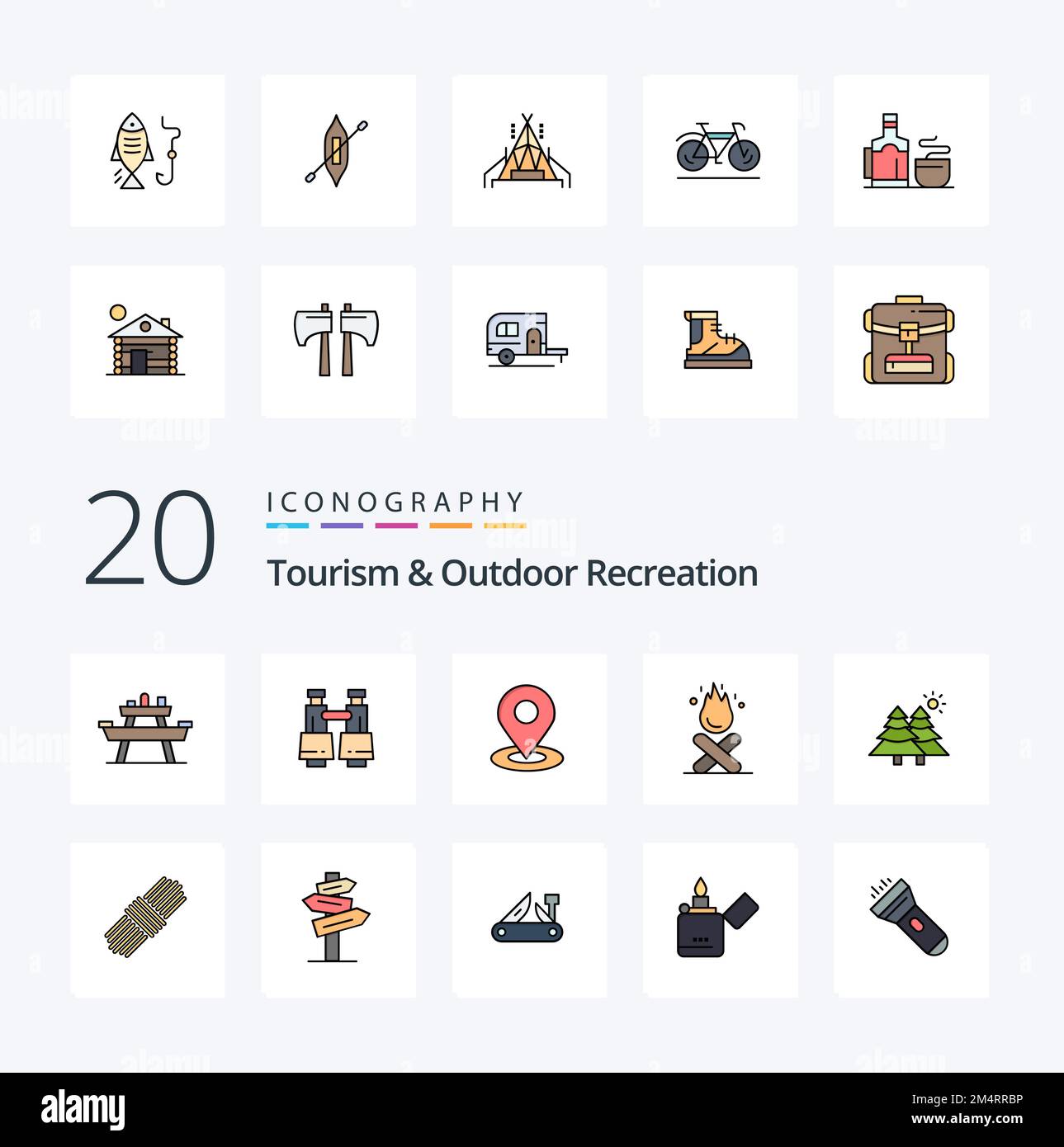20 Tourism And Outdoor Recreation Line Filled Color icon Pack like fir ... 20 Tourism And Outdoor Recreation Line Filled Color icon Pack like fir ...