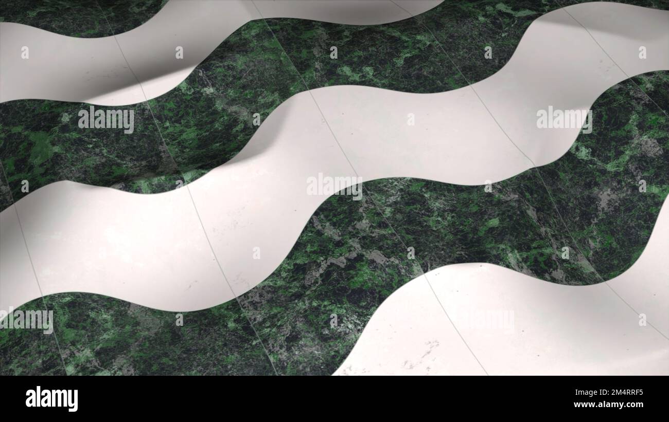 Patterned floor moves in waves. Motion. Tiled floor with geometric ...