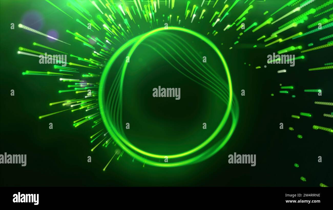 Green bright background . Motion . Bright neon - burning lines in ...