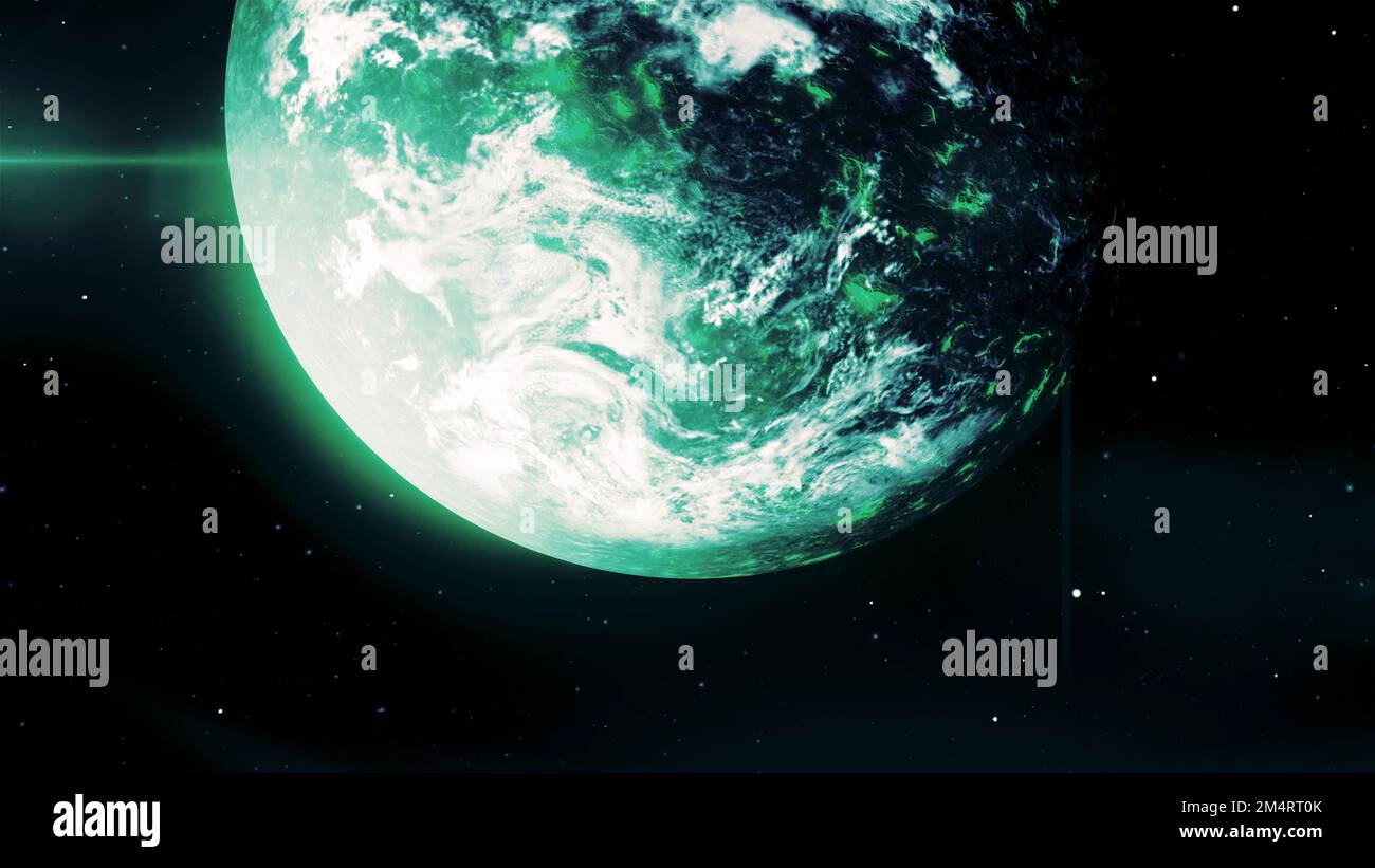 Beautiful view of outer space. Motion . The bright planet in the ...