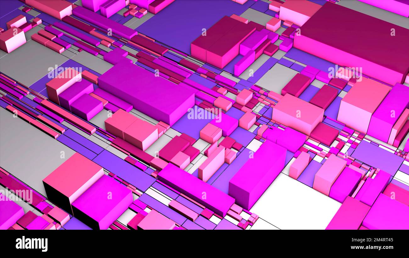 Abstract Cubic Background With Different 3d Shapes Expanding Into The