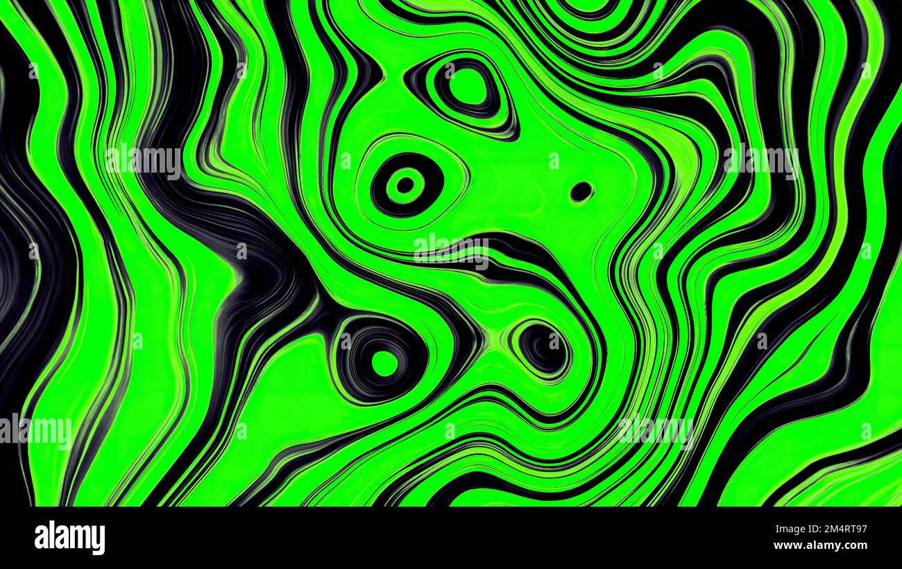 Digital abstract animation with moving round shapes on a black ...