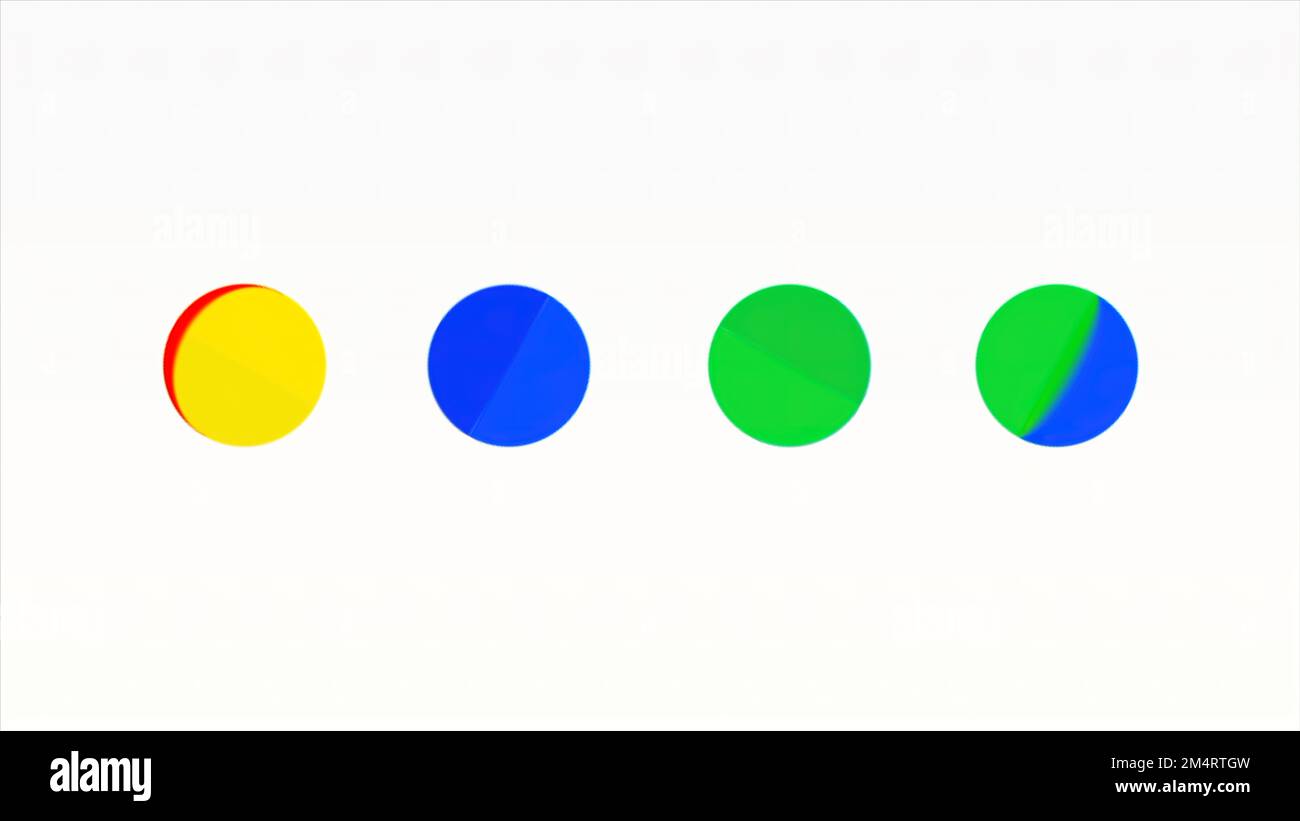 White background. Motion.Bright circles change color very quickly in ...