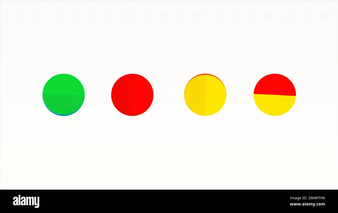 White background. Motion.Bright circles change color very quickly in ...