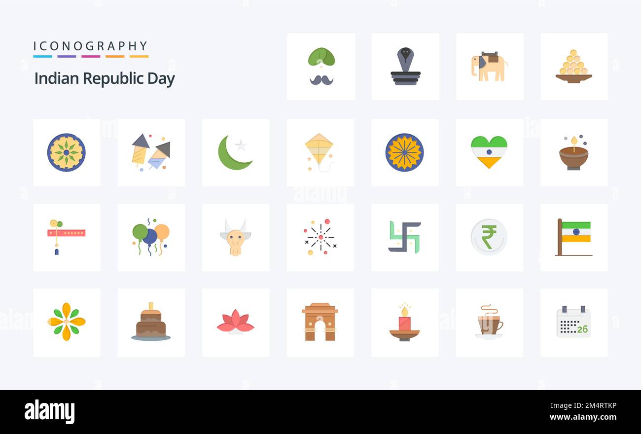 25 Indian Republic Day Flat color icon pack Stock Vector Image & Art ...