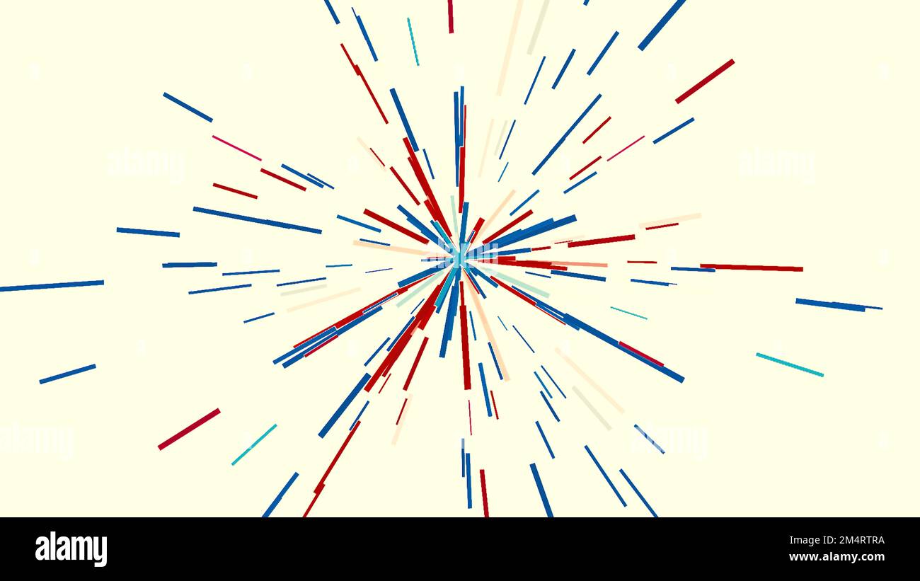 White background. Motion.Multi-colored lines of different sizes in the ...