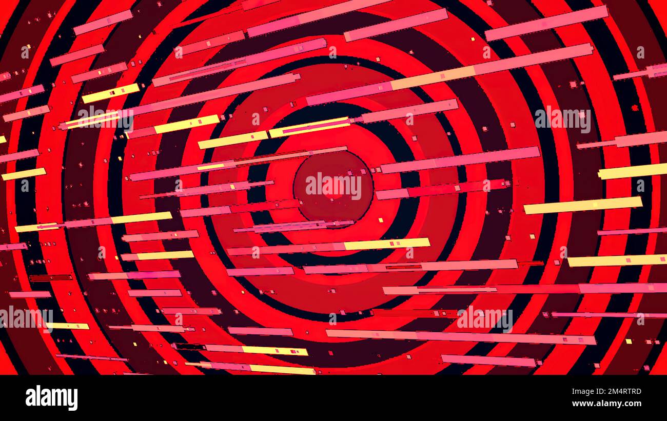 Red background. Motion.Large circles of black color in the animation on ...