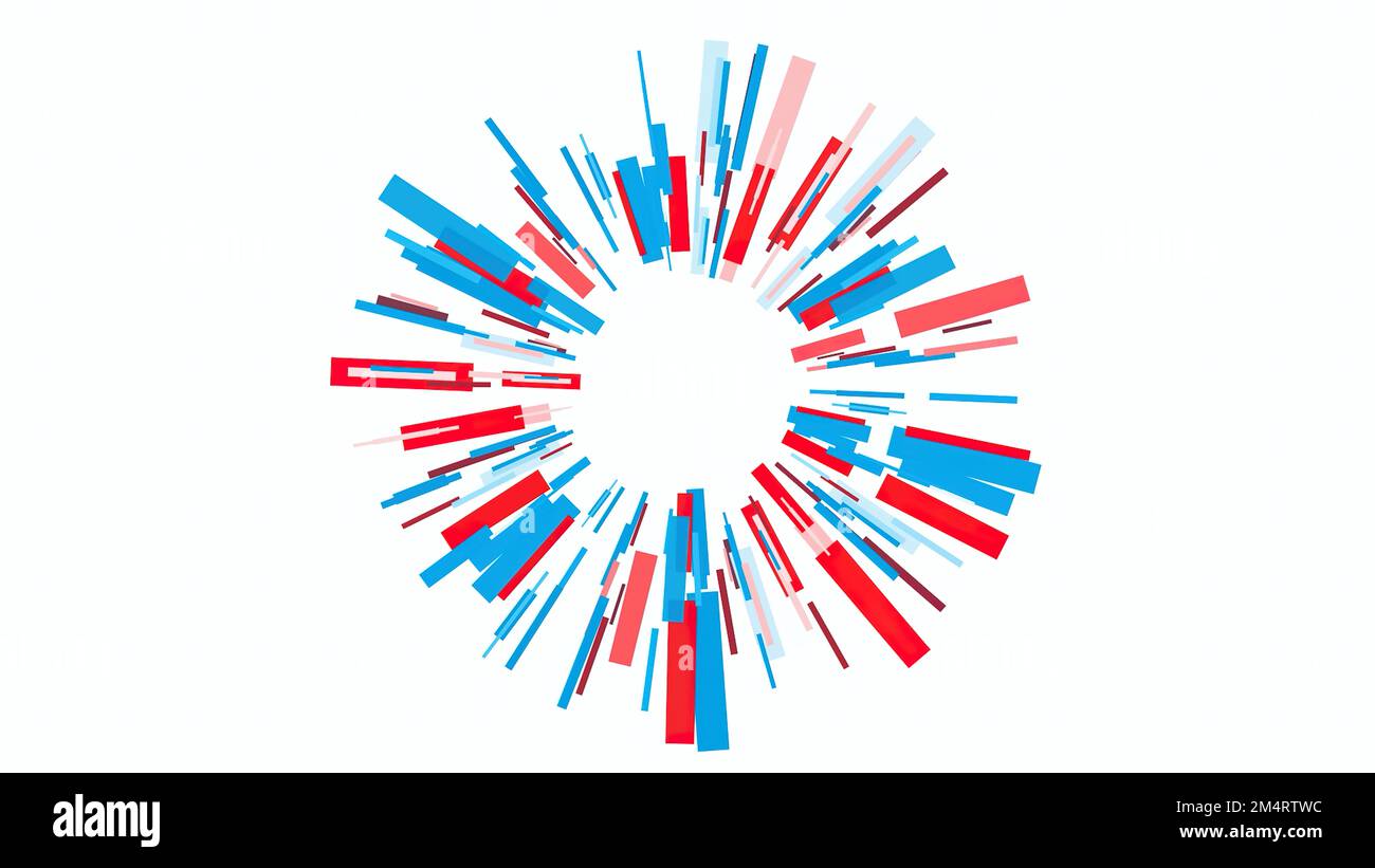 White background. Motion.Long thin multicolored lines rotating in a ...