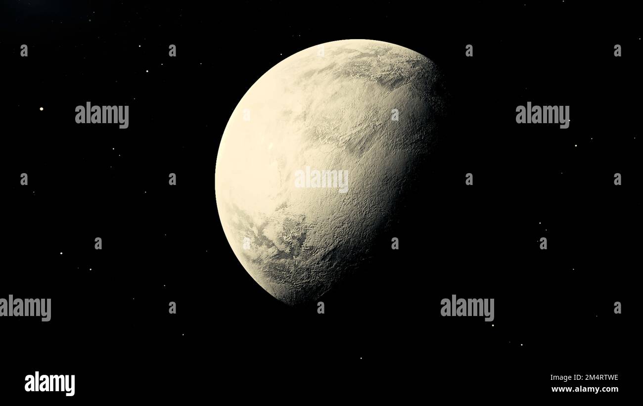 Beautiful view of outer space. Motion . The bright planet in the ...