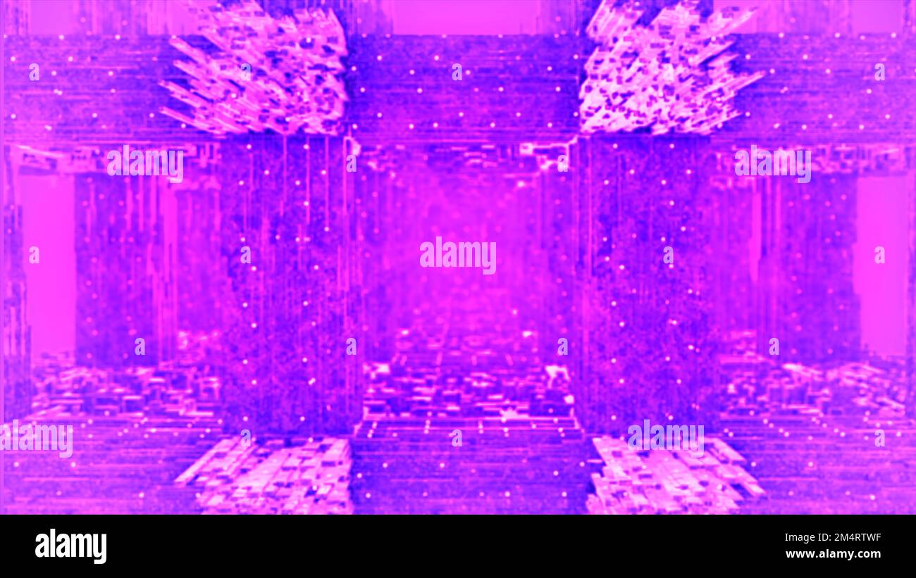 Purple and blue background. Motion. Bright cuts of broken off squares ...