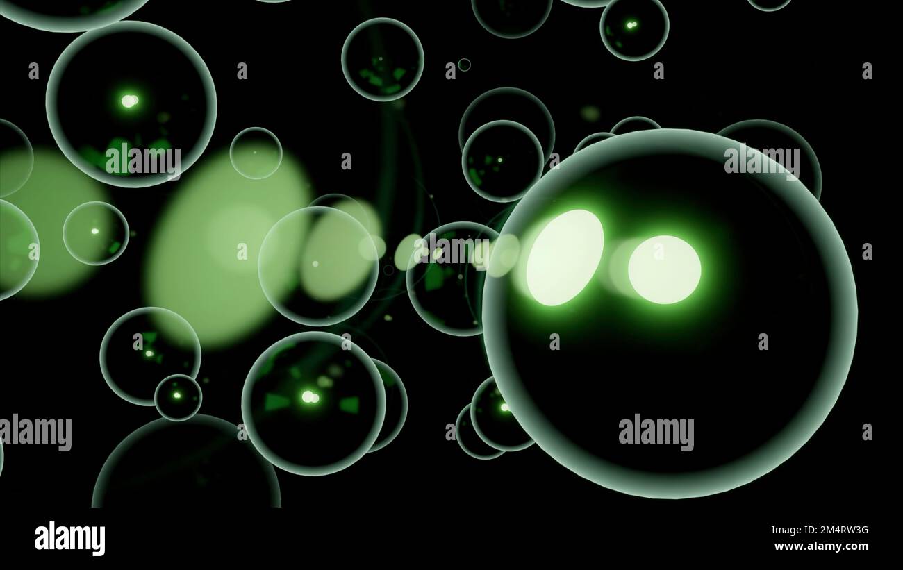 Soap bubbles floating on a black background. Design. Same size ...