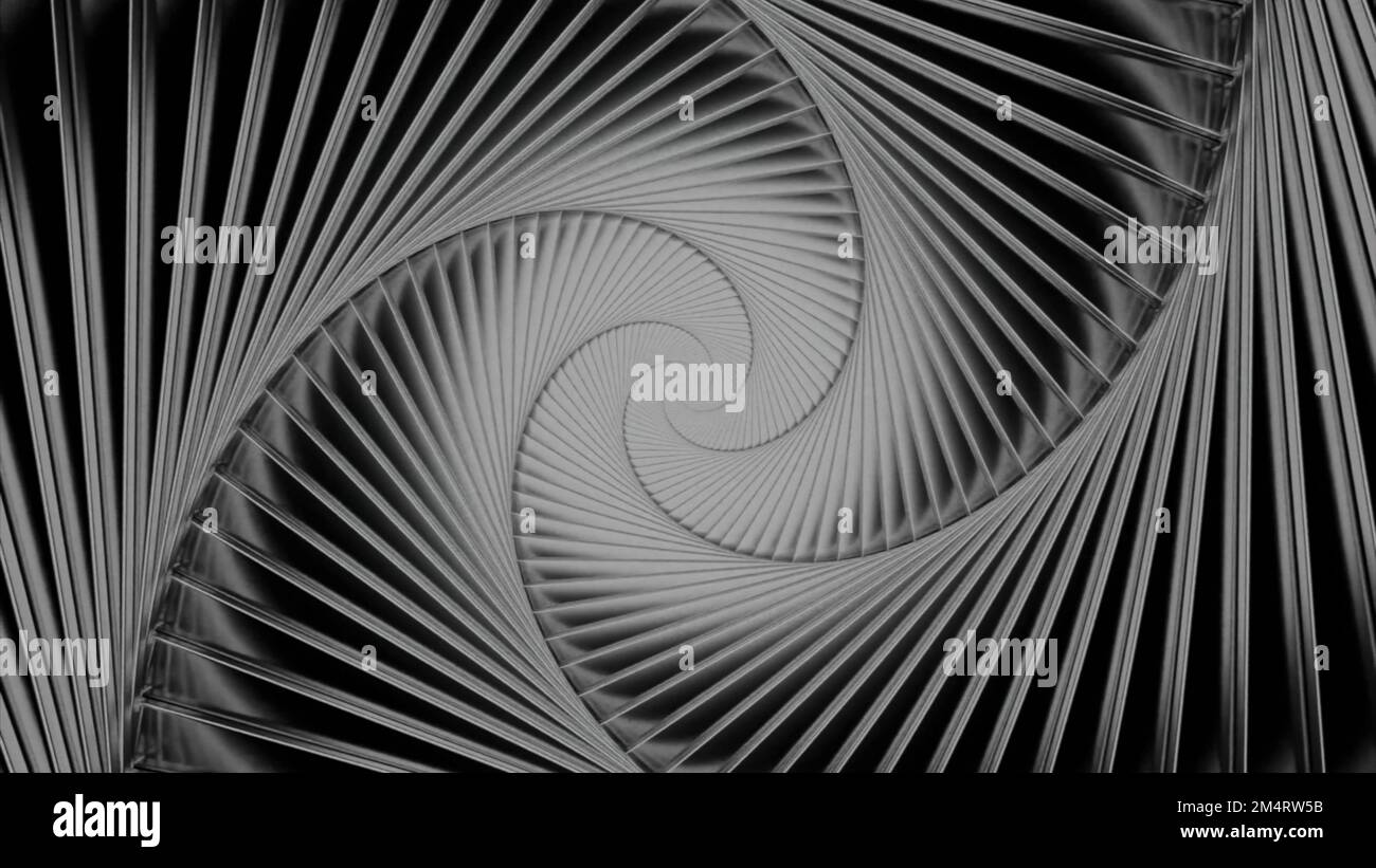 Metal spinning spiral with hypnotic effect. Design. Monochrome endless ...