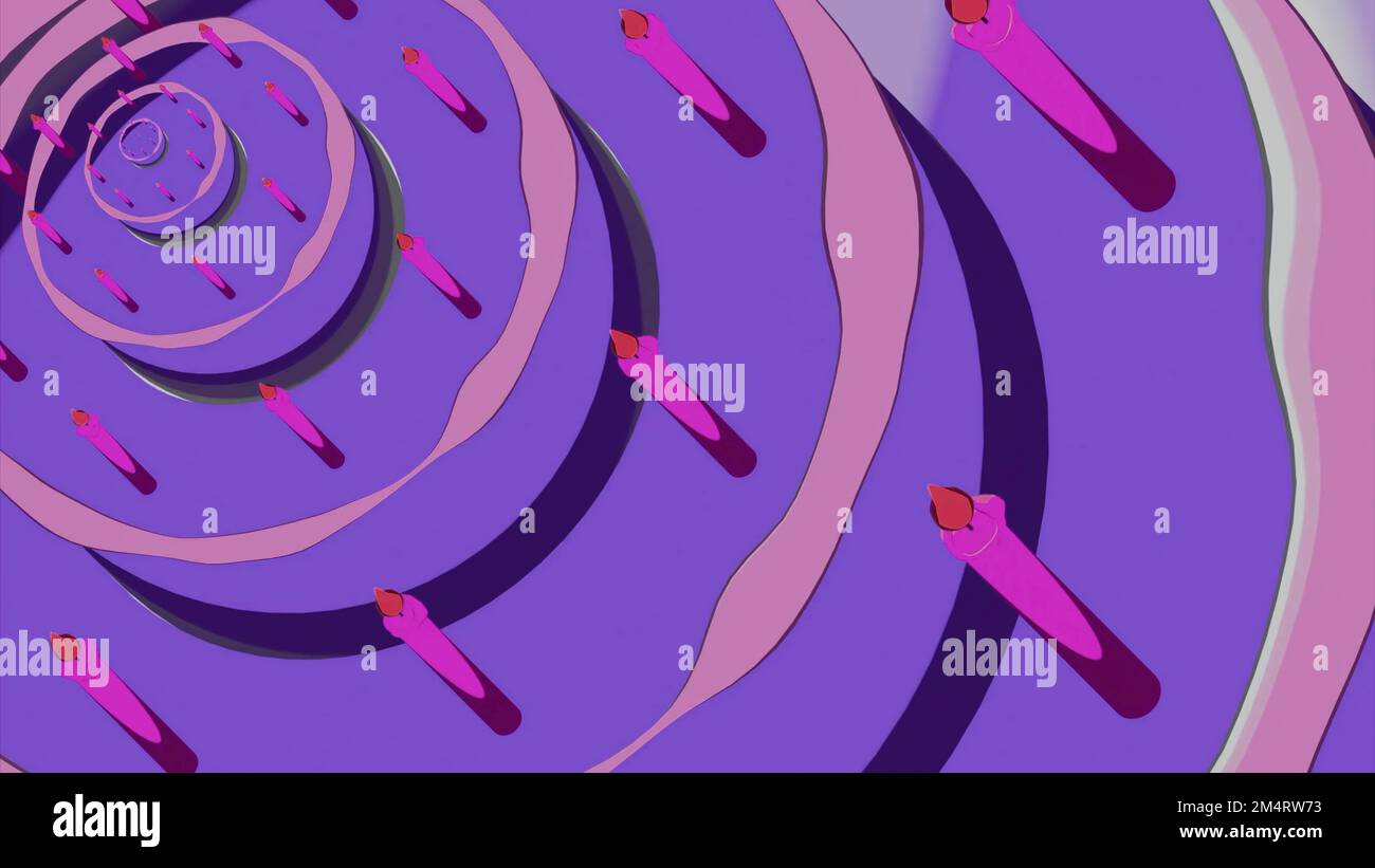 Cartoon style of a happy birthday cake visualization with candles ...