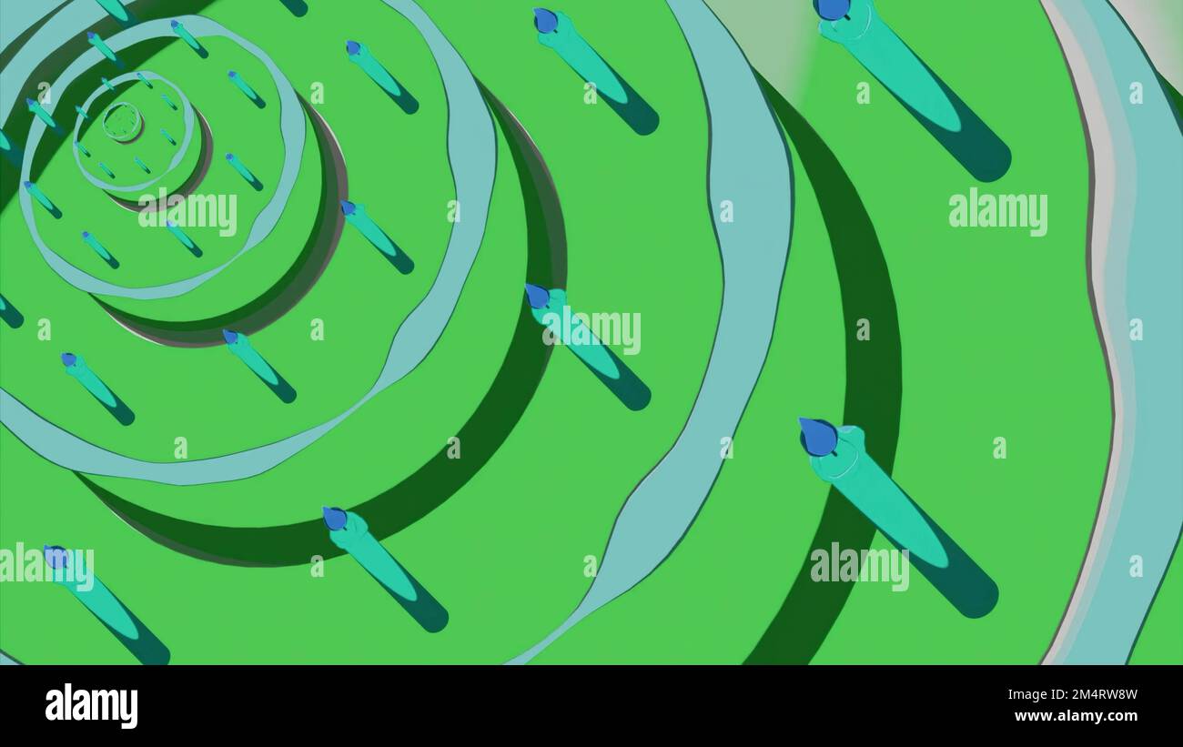 Cartoon style of a happy birthday cake visualization with candles ...