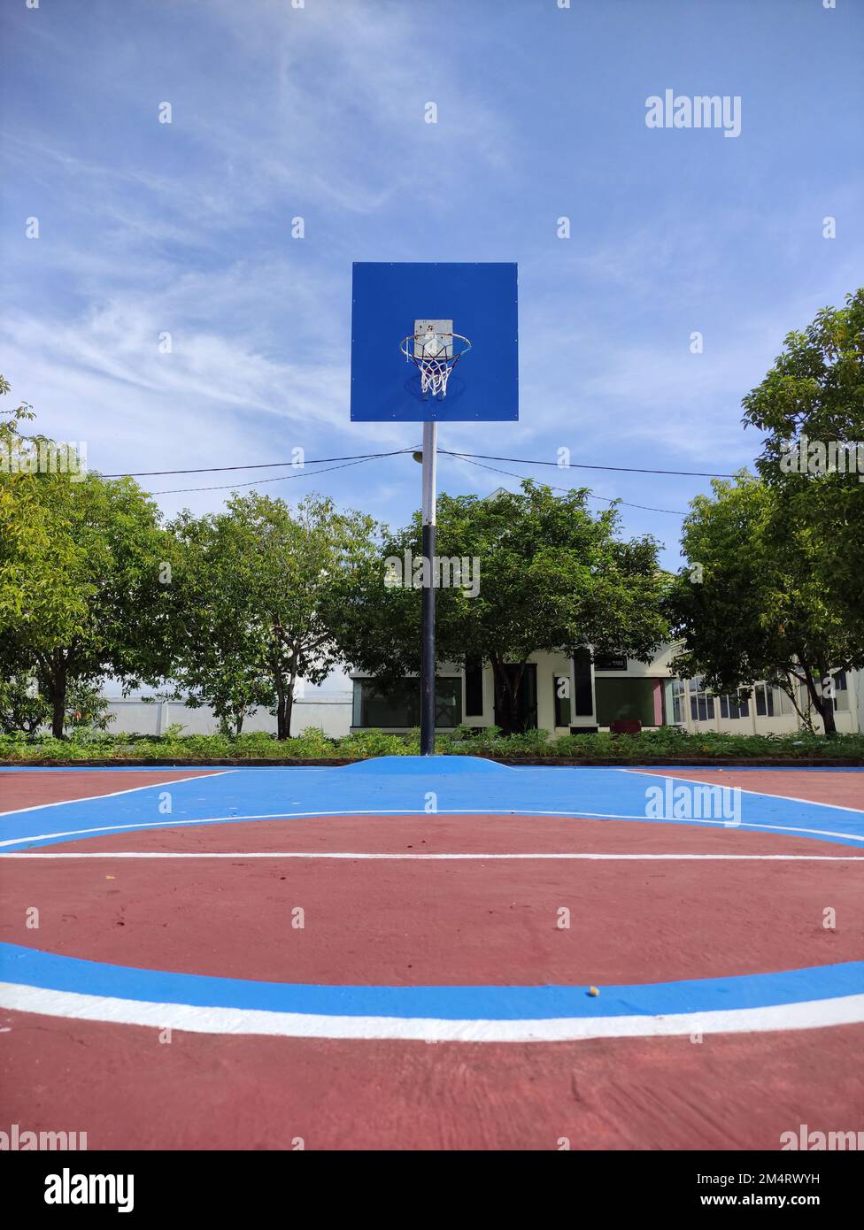 Basketball ring seen from three points Stock Photo - Alamy