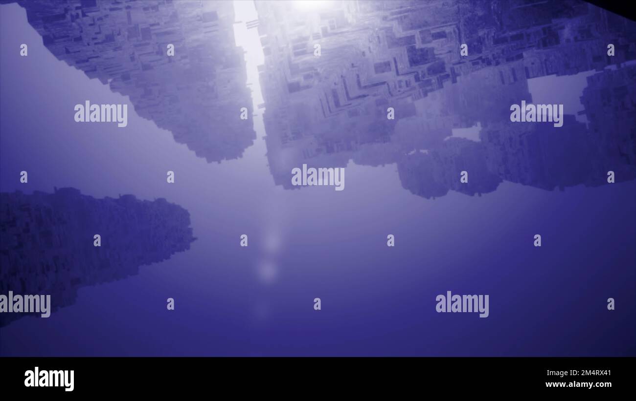 View from the sea bottom with the sun shining through water thickness ...