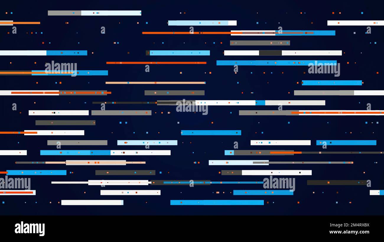 Horizontal, parallel graphic lines moving from side to side on a dark ...