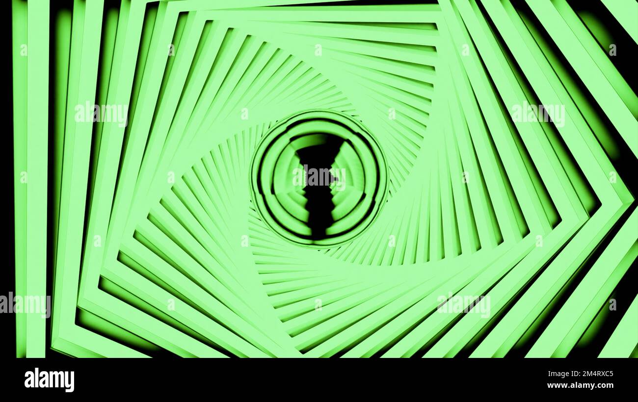 Neon colorful corridor of a star shape. Design. Flying inside bright ...