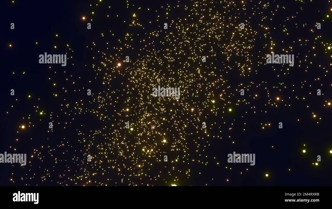 Moving stream of luminous particles of space. Design. Cosmic cloud of ...