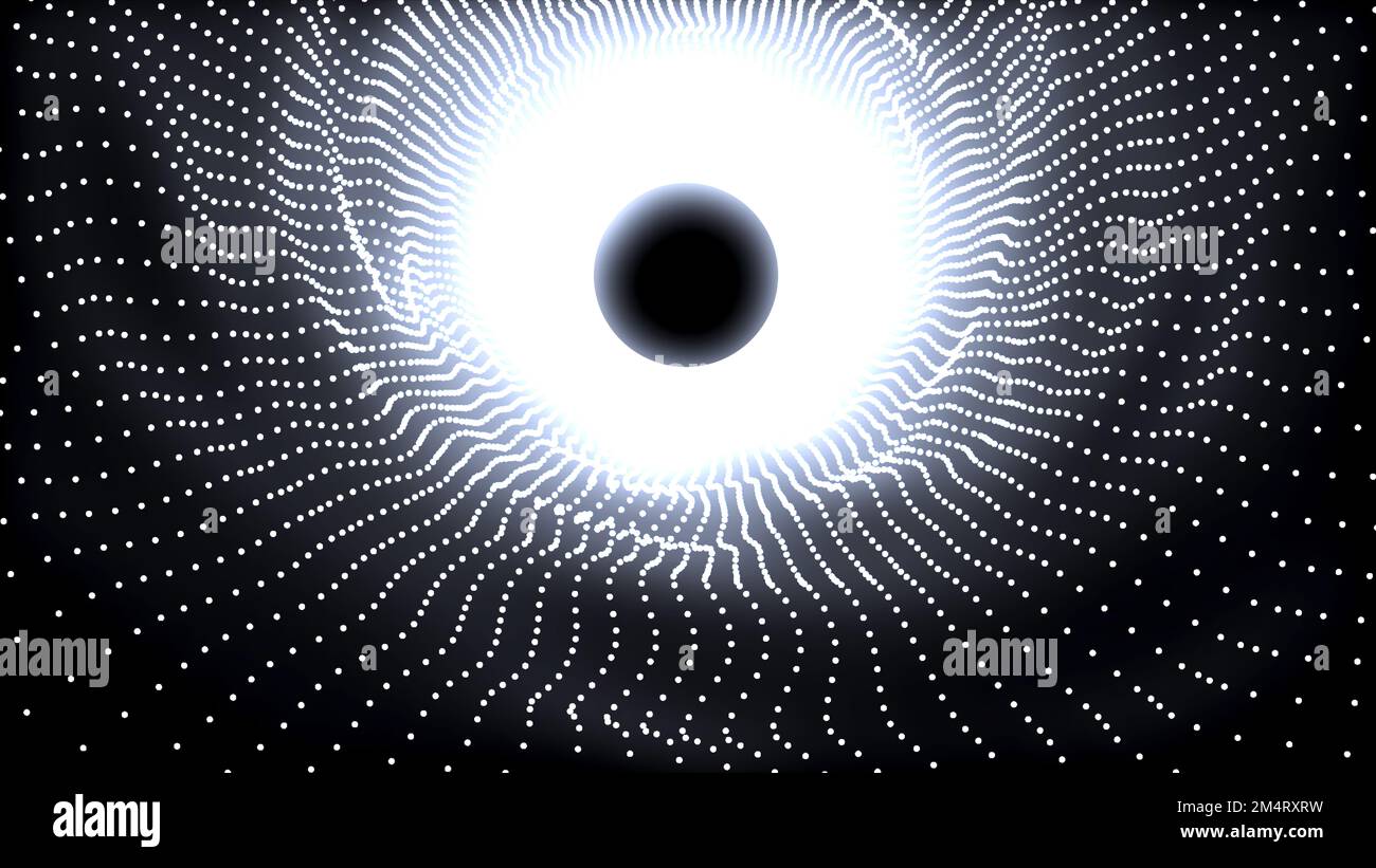 Black hole in virtual space with wavy space. Motion. Abstract 3d ...