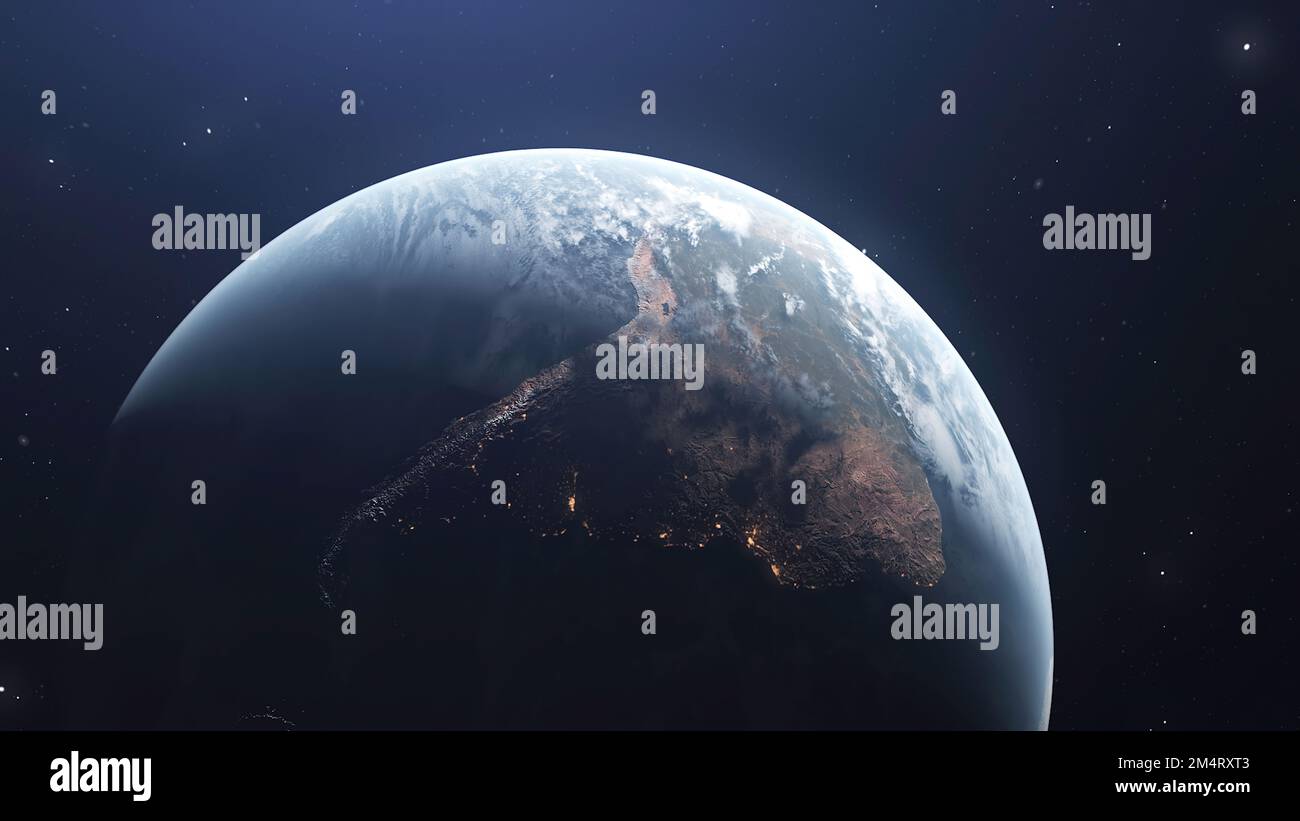 Rotating earth with change of day. Motion. 3D model of natural planet ...